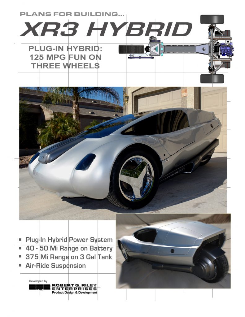 Riley XR3 Plug-In Hybrid 125-225MPGe Vehicle in CAD You can build it ...